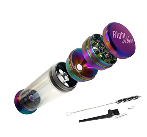 Right vibes 4 pieces grinder 2.2 cone with accessories to adjust it , Zinc alloy 3 in 1 multicolor