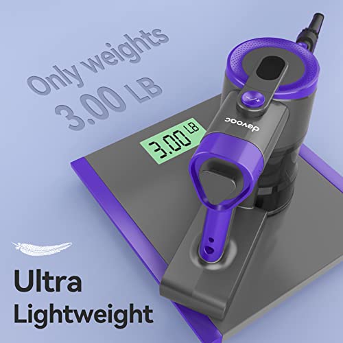 DevoacTech Cordless Vacuum Cleaner, Ultra-Light Quiet Stick Vacuum, 27KPa Powerful Suction, Up to 45mins Runtime, 6 in 1 Handheld Vacuum for Hard Floor Carpet Pet Hair