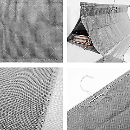 HAN SHENG 2 Pcs Mesh Handbag Storage Organizer Bag Breathable Hanging Handbag Purse Organizer Collection Storage Holder Transparent Purse Protector Storage Bag for Closet Shelf (3 Layer Grey)