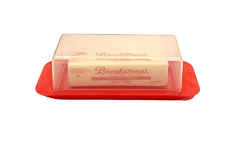 Butter Dish With Cover and Handles Fits Both Elgin East Coast and West Coast Bars of Butter (Red)