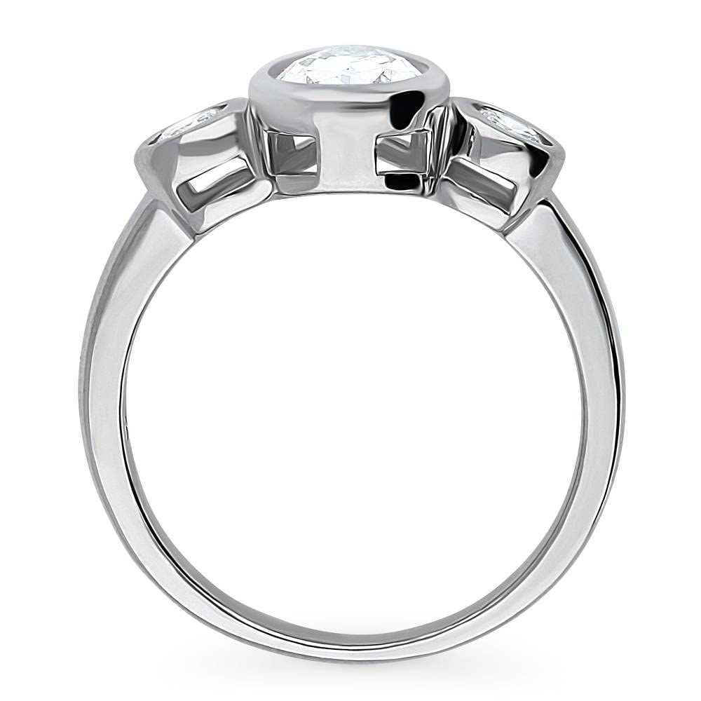 BERRICLE Sterling Silver 3-Stone Wedding Engagement Rings Pear Cut Cubic Zirconia CZ Anniversary Promise Ring for Women, Rhodium Plated Size 8