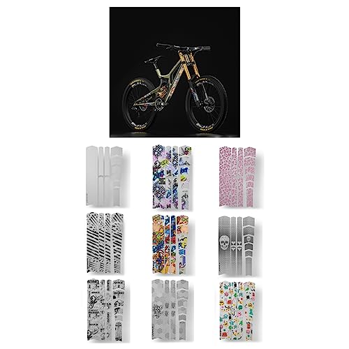 ENLEE Bike Frame Protection Tape, Mountain Protective Stickers Decals All Style MTB Fork Protector High Impact Film Road Bicycle Anti Scratch Guard (Beauty)