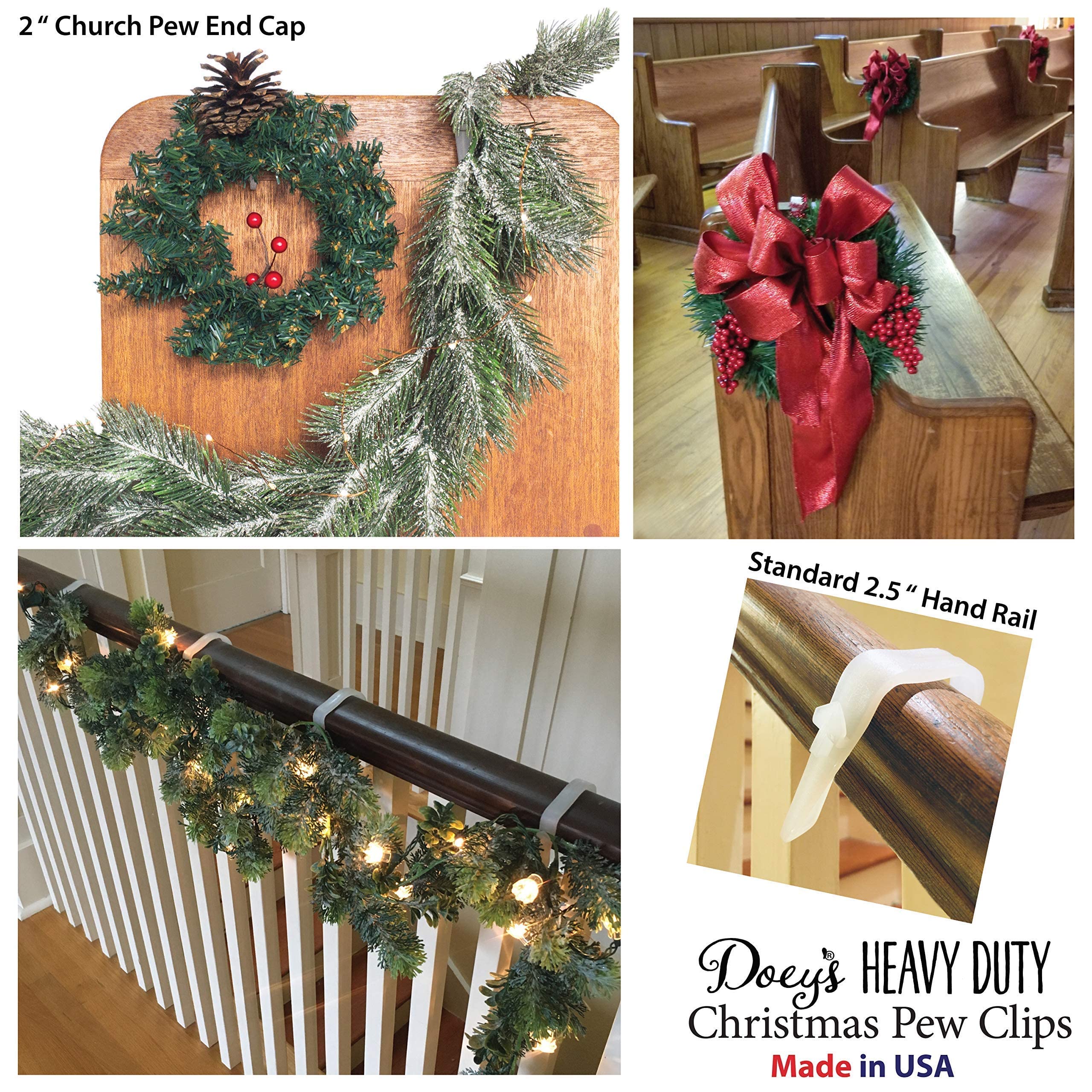 Doey's Heavy Duty Pew Clips for Weddings (12-Pack) Dependable Flexible Hook for Church Ceremony Aisle Decorations - Secure Bows, Flowers, Signs, Garland to Pew Ends, Bench Seats, Chairs (Made in USA)