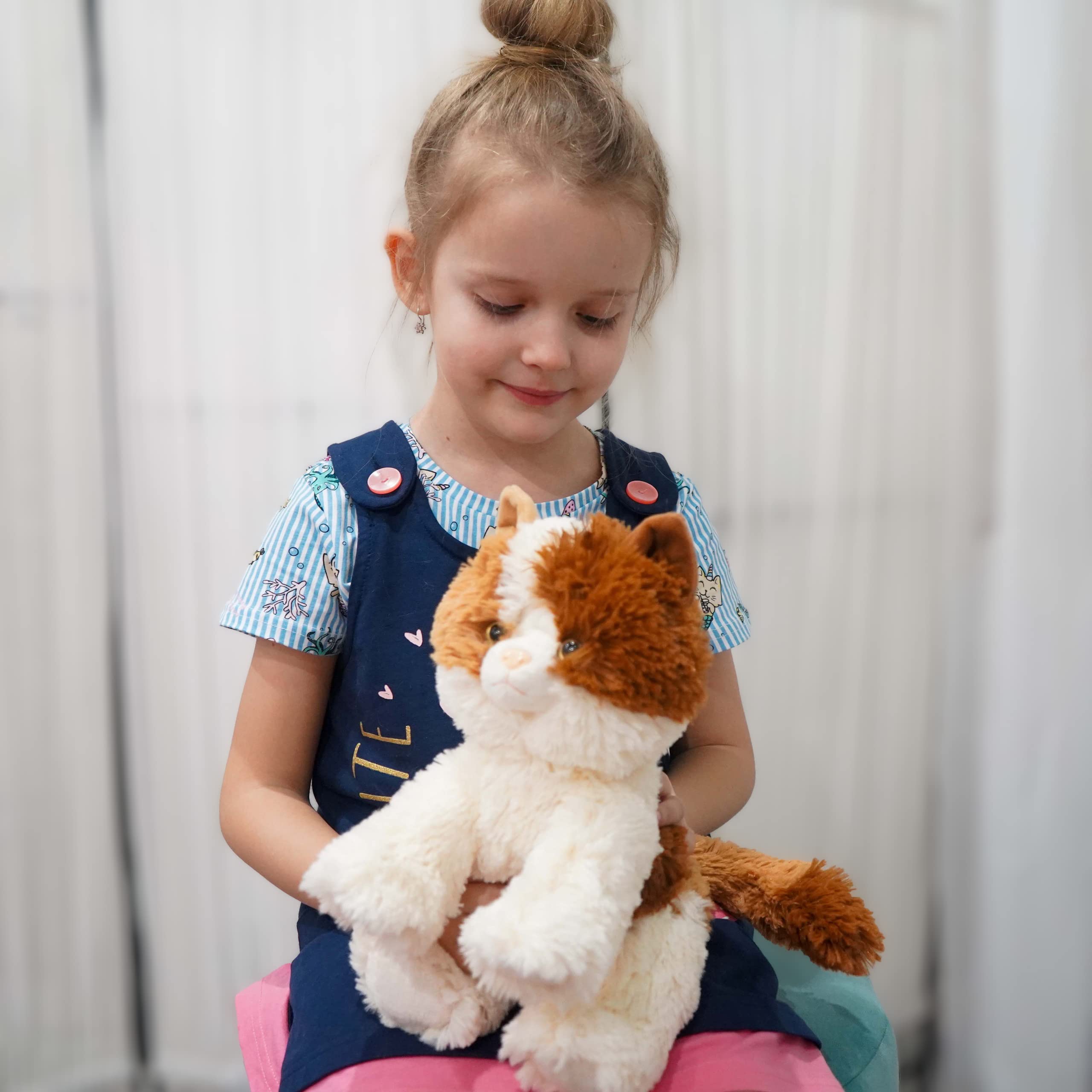 WEGEDU Tabby Kitten Cat Stuffed Animal - Calico Kitty Plush Toy for Kids and Babies, Bedtime and Birthday Gift, 14.6 inches