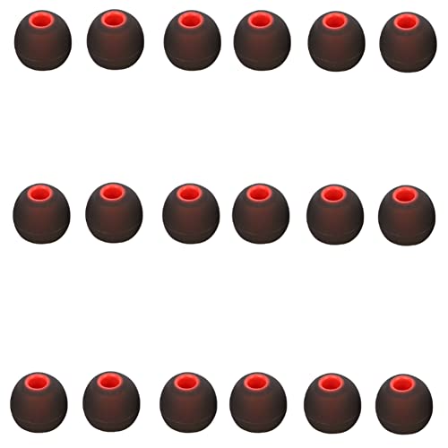 CYADCI Replacement Earbud Tips Silicone Earbud Tips Ear Gels Fit for Inner Hole from 3.8mm - 5.1mm Earphones 9 Pairs Earbud Replacement Tips Medium, Black-Red