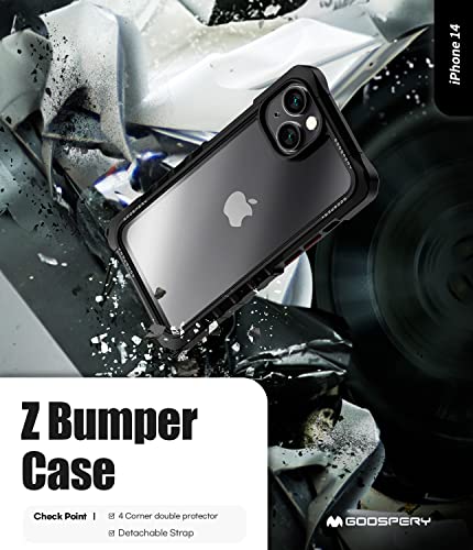 GOOSPERY Z Bumper Crossbody Compatible with iPhone 14 Case [Strap Included] Shock Absorbing Dual Layer Structure TPU Edge Crystal Clear PC Cover with Shoulder Strap Outdoor Design, Clear