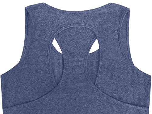 Cyanstyle Round Neck Workout Tank Tops for Women Casual Sleeveless Shirts Loose Fit Navy Blue Small