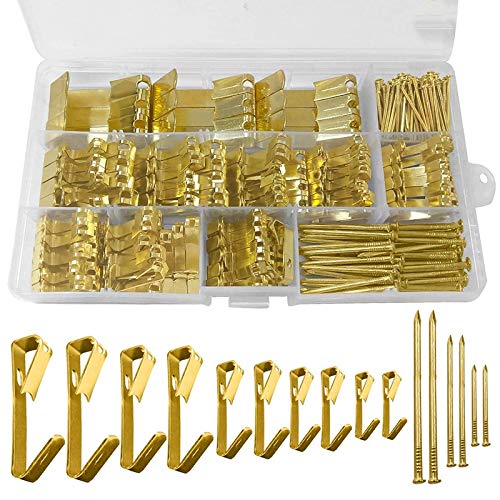 Cusstally 320 PCS Hooks with Duty Hangers Hooks for Hard Walls Kit