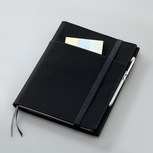 Kokuyo Systemic Cover Notebook, with One A5 (5.8" X 8.3"), B 6mm Ruled, 28 Lines, 50 Sheets, Twin Ring Edge Title Notebook, Black, Japan Import (NO-685B-D)