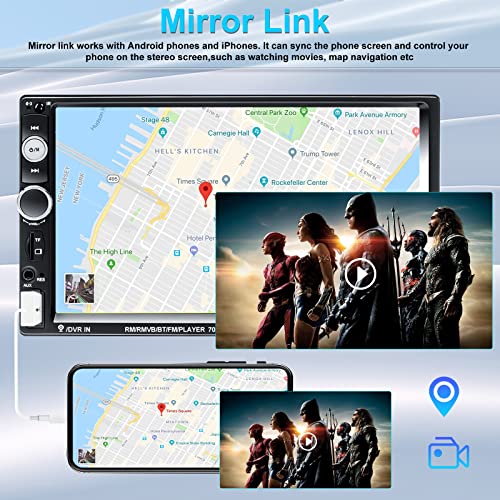Double Din Car Stereo 7β Touch Screen Car Radio with Bluetooth Backup Camera FM Radio Receiver USB AUX Auto radio TF Card Input Audio Video MP5 MP4 MP3 Player Car Multimedia Player Support Mirror Link