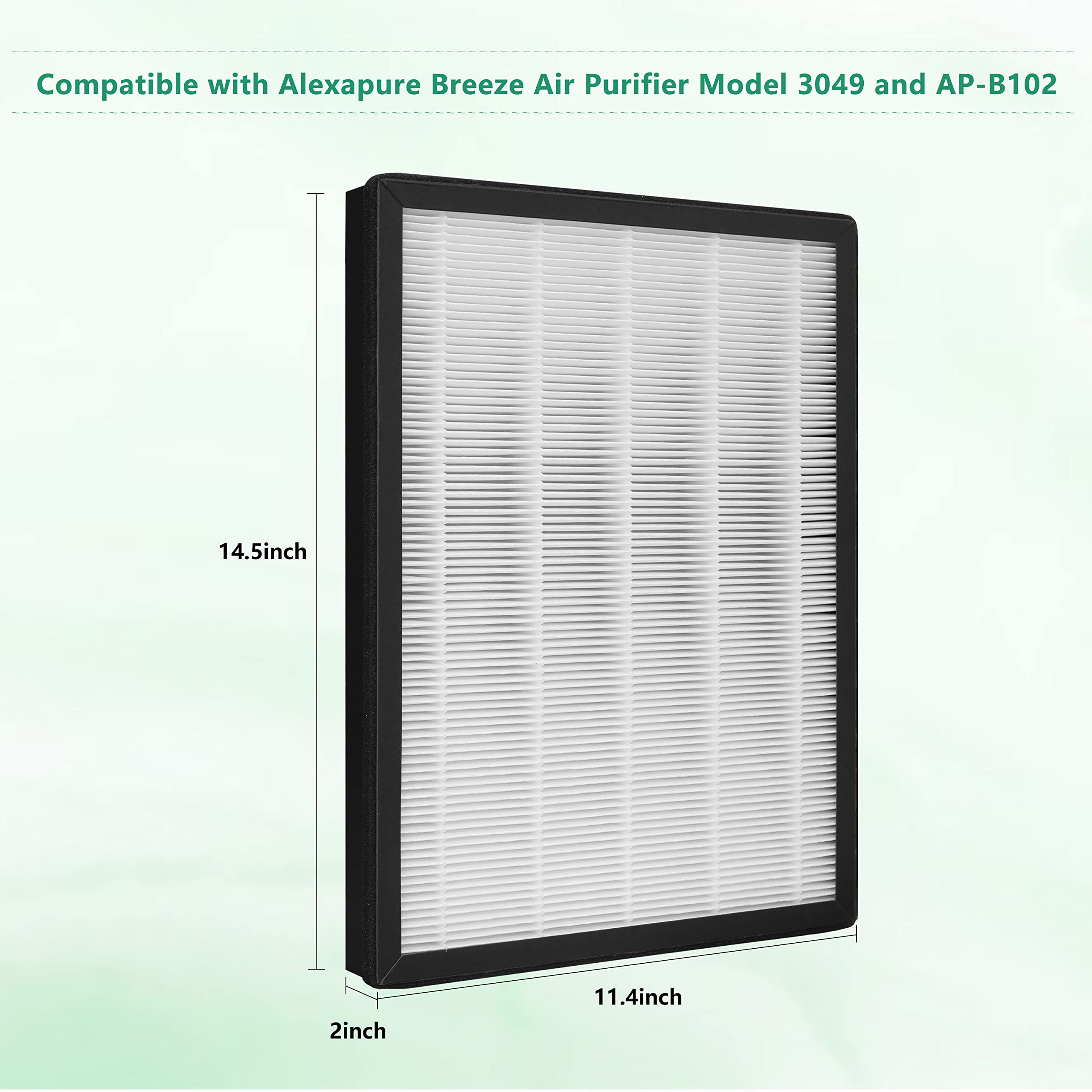 Nyingchi AP-B102 H13 True HEPA Replacement Filter,Compatible with Alexapure Breeze AP-B102 and 3049 Air Purifiers,1Replacement Filter Kit (1HEPA+1Carbon)