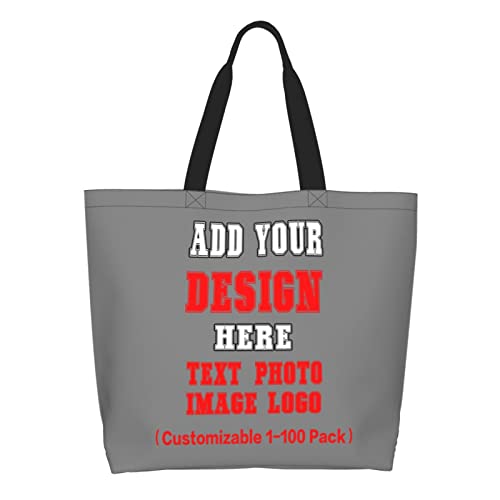 Custom Bag Personalized Bag Customized Gifts For Women Design Company Logo Name Travel Bag Shopping Shoulder Bag Custom Gift Gray Tote Bag