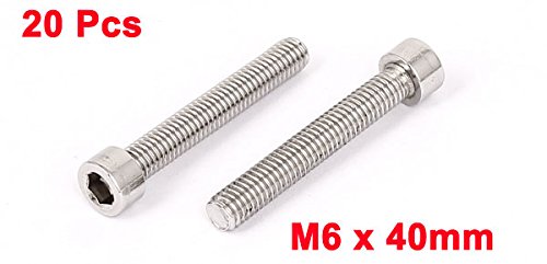 uxcell M6x40mm Stainless Steel Hex Socket Head Cap Screws Bolts DIN 912 20pcs