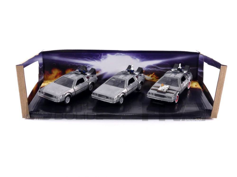 Back to The Future 1:32 Time Machine 3-Pack Die-Cast Cars, Toys for Kids and Adults