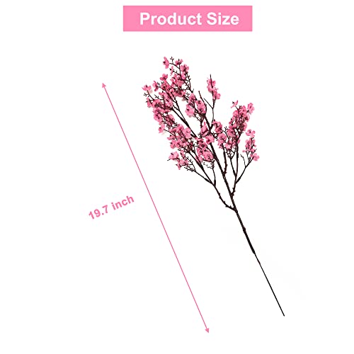 EOOLEOW Artificial Flowers Cherry Blossom Decor - 8 Pcs 19.7 Inch Fake Silk Flowers (Not Include Vase), Faux Flowers Bouquet for Home Decor Indoor (Pink)