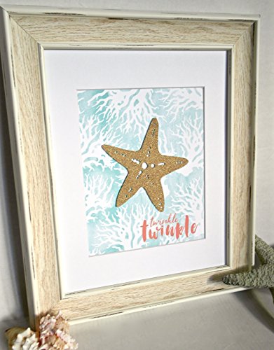 Teal, Coral and Gold Starfish Nursery Art, Starfish Decor - Twinkle Twinkle