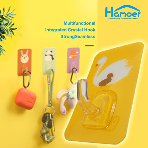 Hamoer Self-Adhesive Wall Hooks for Bathroom Kitchen Laundry Waterproof Non-Rust Color Pattern Home Improvement Sticky Hook 8Pack, Multicolor