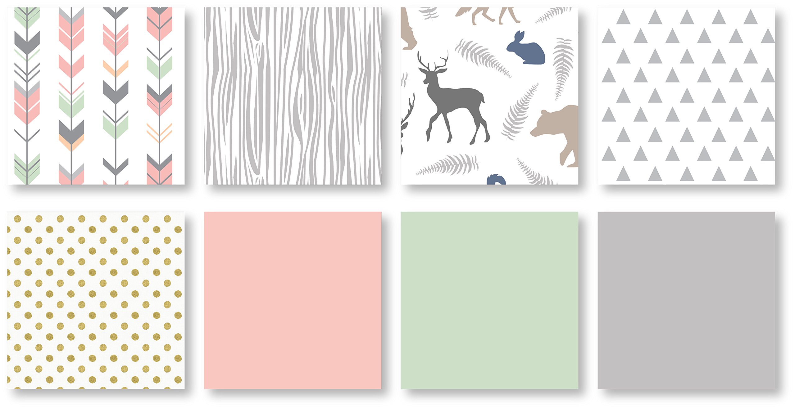 Sweet Jojo Designs Coral, Mint and Grey Woodsy Deer Girls Baby Bedding 11 Piece Crib Set