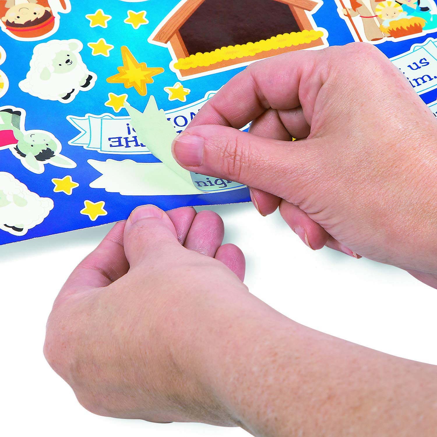 Fun Express Nativity Sticker Scene Ornament (Makes 24) Religious Craft Kits, Sunday School Arts & Crafts, DIY Ornaments