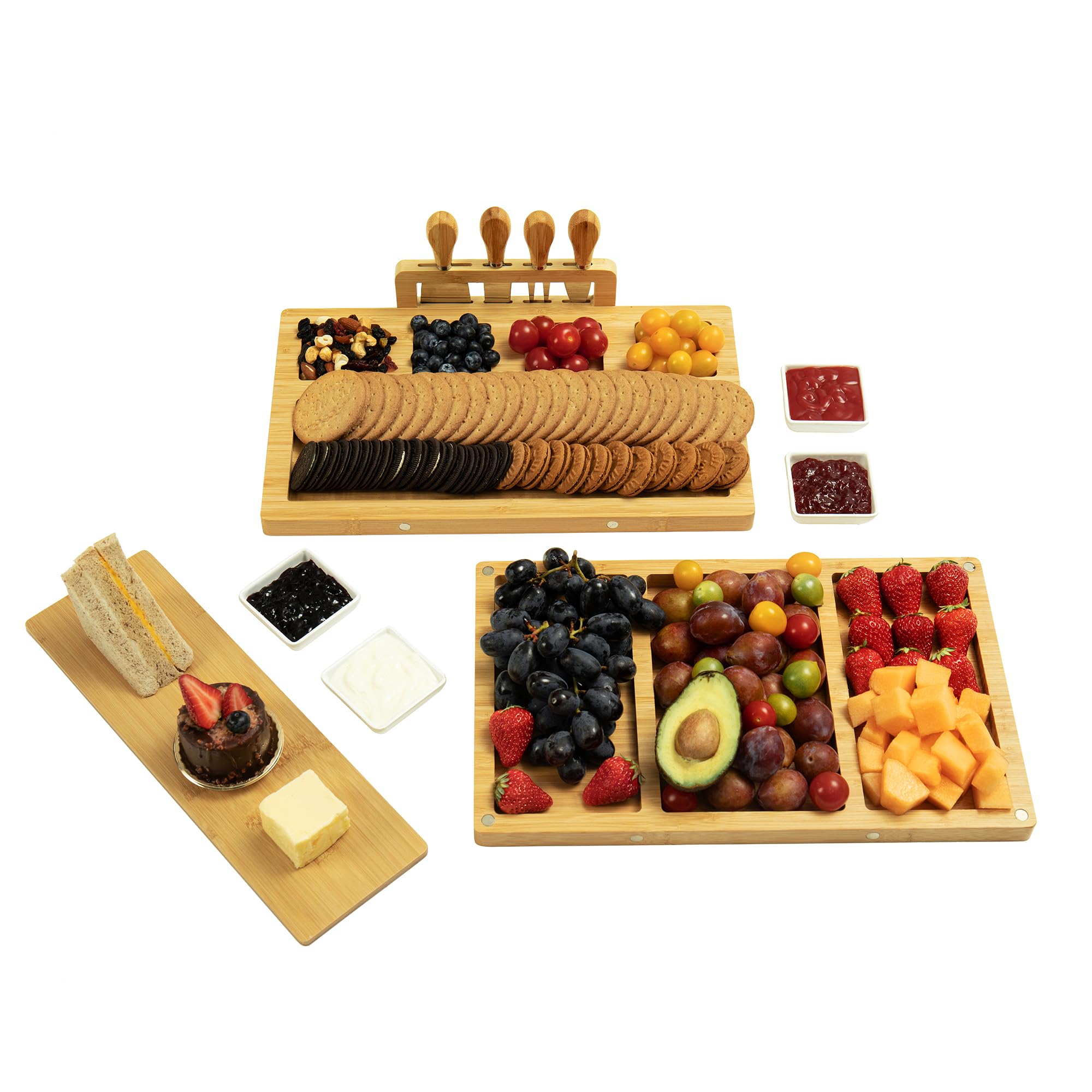 Charcuterie Board Cheese Boards Gift Set with Stainless Steel Knives, Slates and Bowls. Housewarming Gift, Wedding Gift for Couple, Bridal Shower Aperitif Board