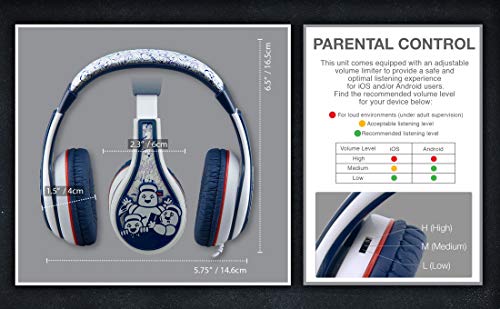 eKids Ghostbusters Kids Headphones, Adjustable Headband, Stereo Sound, 3.5Mm Jack, Wired Headphones for Kids, Tangle-Free, Volume Control, for Fans of Ghostbusters Merchandise