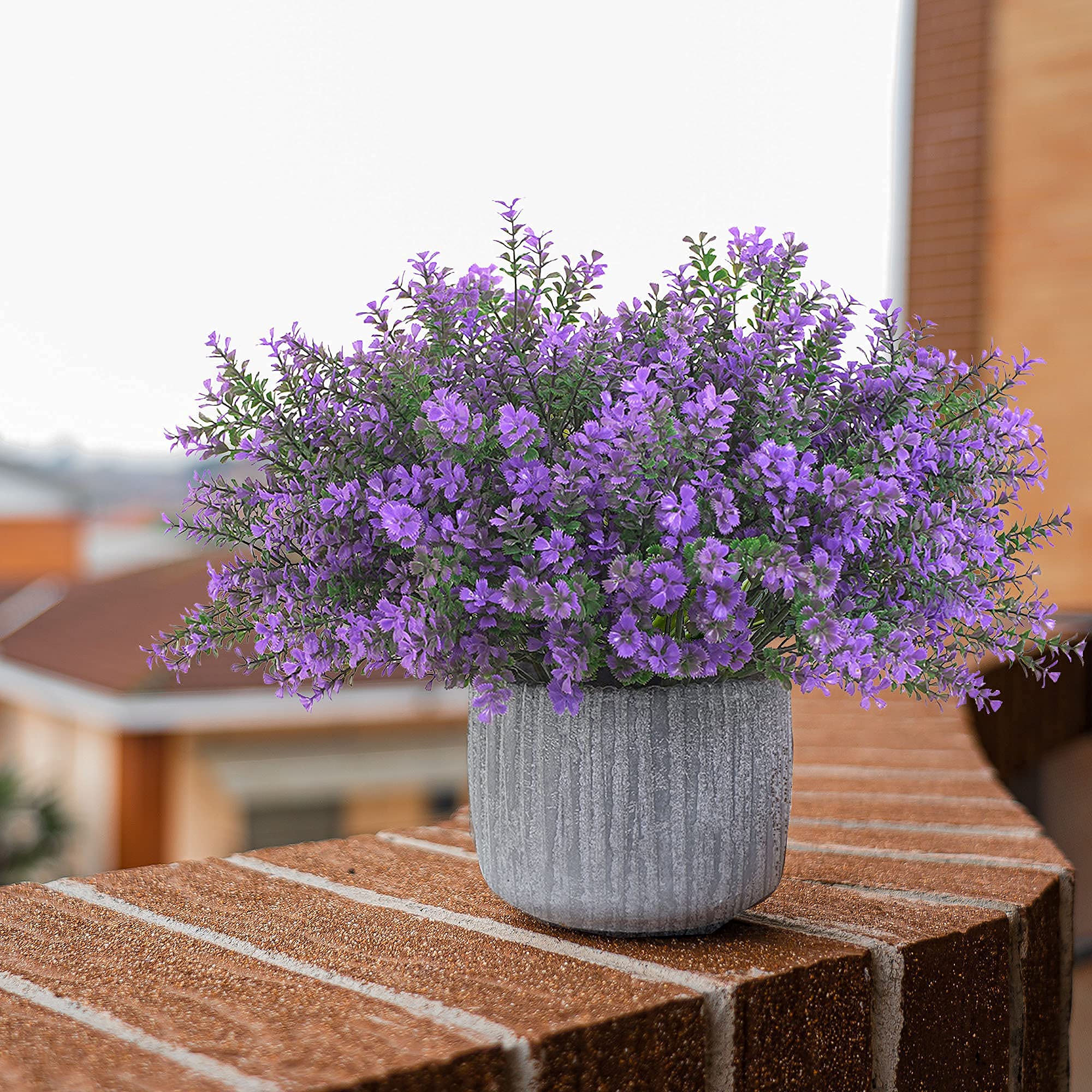 Milk&Honey 4 Bunches Four Leaf Clover Dense Leaves Artificial Plants Greenery for Home Decor Indoor Outdoors Home Garden, Living Room, Dining Table, Bedroom Decoration (Purple), 11.5x11x11 inches