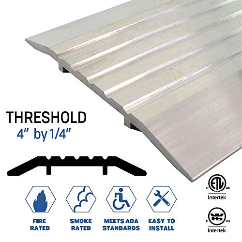 Fire Rated/ADA Approved/Mill Aluminum Door Threshold/Saddle (3445MA), FH (Flathead) Screw #10 x 1/2'' Supplied, (48" L x 1/4" H x 4" W)