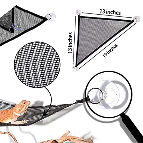 kathson Bearded Dragon Hammock Lounger Reptile Breathable Mesh Hammocks Hanging Vines Plants Tank Accessories Habitat Decor for Lizard Gecko Snake Chameleon Iguana Amphibians(3 PCS)