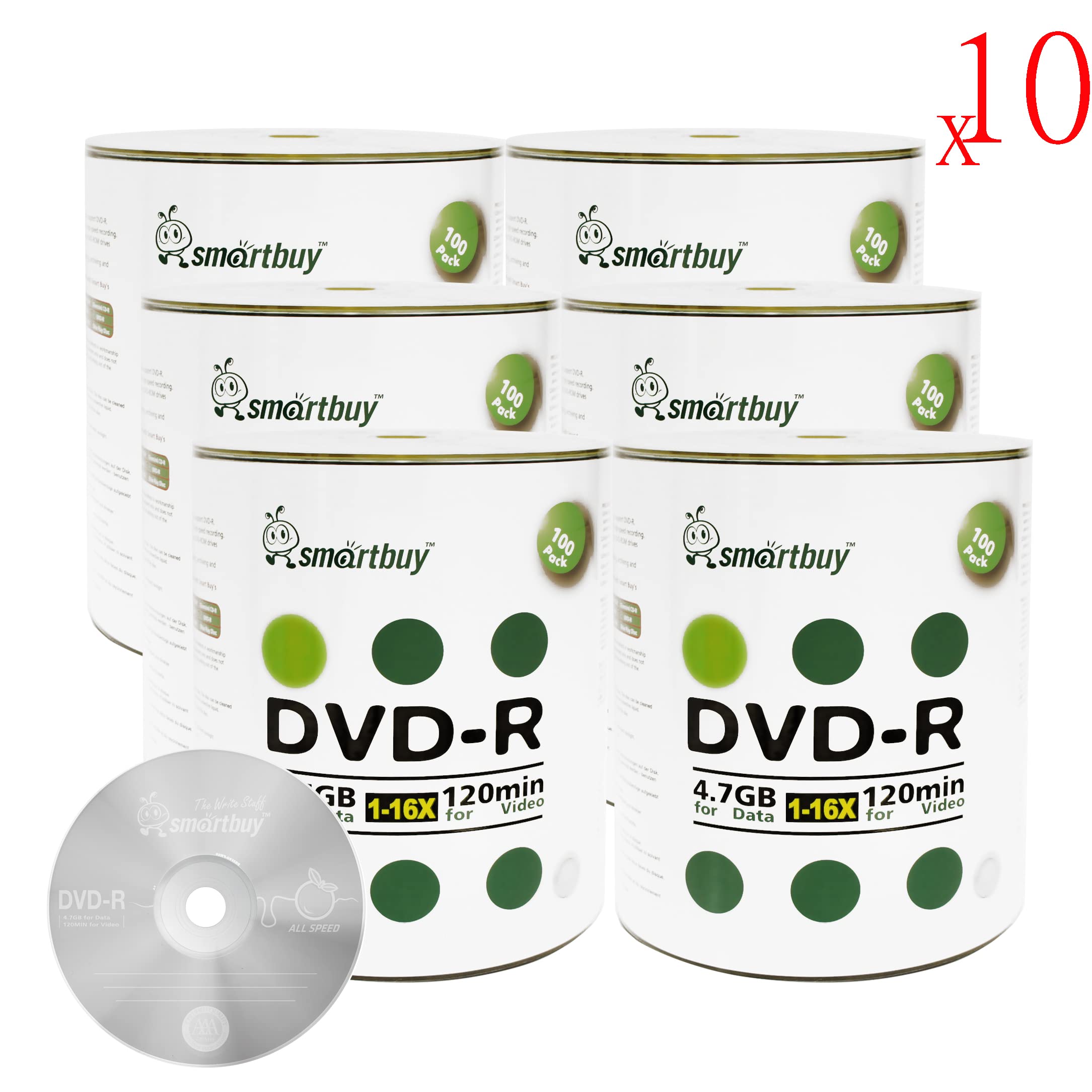 Smartbuy 6000-disc 4.7gb/120min 16x DVD-R Logo Top Blank Data Recordable Media Disc
