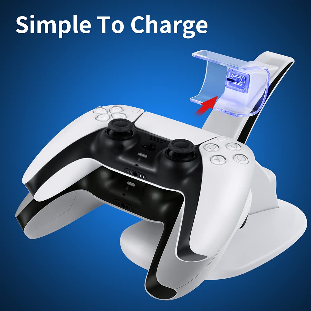 AuyKoo PS5 Controller Charging Station for Playstation 5, PS5 Holder Stand Fan Cooler Gamepad Charging Cradle for Playstation 5