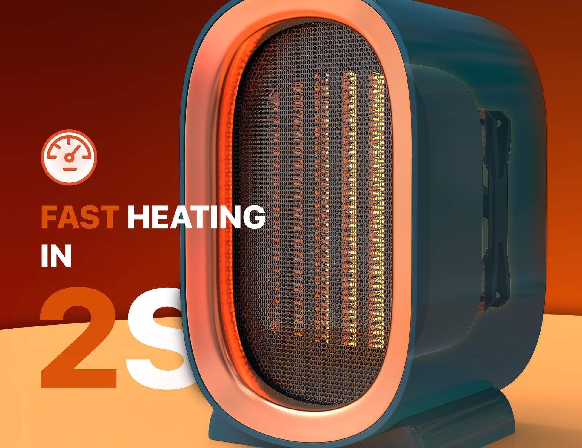 Ceramic Space Heater for Indoor Use, Overheat Protection, Tip-Over Protection, Low Noise Heating, Safe Electric PTC Portable Fan for Office Home Room, White Smart Handy Warmer for Bedroom Desktop