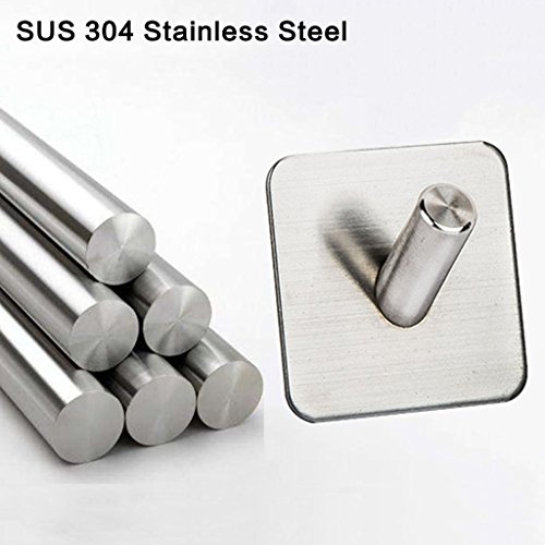 Kabter Towel Robe Hook 3M Self Adhesive Brushed Stainless Steel (Pack of 2)