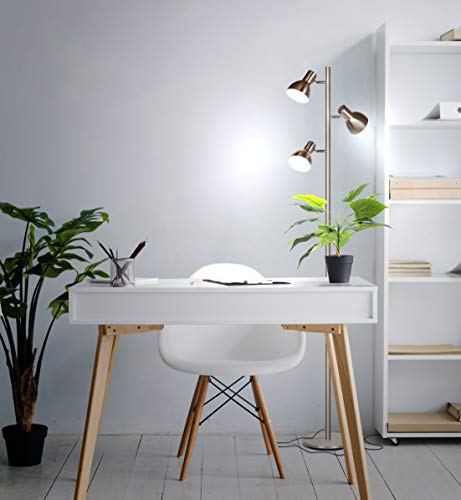 Brightech Ethan Floor Lamp, Dimmable Standing Lamp for Bedroom Reading, Great Living Room Décor, Modern LED Lamp for Living Rooms, Tall Tree Lamp for Offices - Nickel