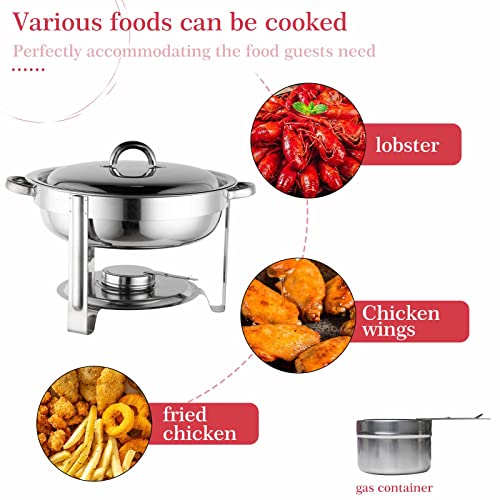 FXTNKYY Chafing Dish,Round Chafing Dish Buffet Set,Stainless Steel Chafers and Buffet Warmers Set,3.5QT Chafing Dishes with Lid & Holder,Food Warmers for Parties Buffet/Home Party (4 Pack)