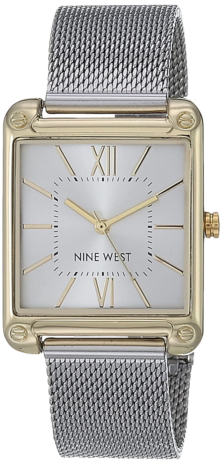 Nine West Women's Japanese Quartz Dress Watch with Stainless Steel Strap, Silver, 18 (Model: NW/2091SVTT)