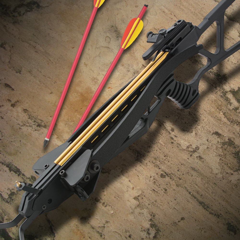 Avalanche Folding Tactical Survival Crossbow - 150lbs Draw Weight | Arrow Speeds Up to 165 FPS | Aluminum Frame | Mounting Rail | Cross Bow for Hunting Target Practice | 10” Power Stroke