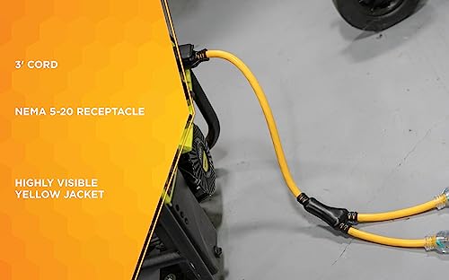 Coleman Cable 01934 3-Feet Generator Power Cord Adapter, 10/4 Splitter Y Adapter, L14-30P to (2) 10/3 Lighted 5-20R
