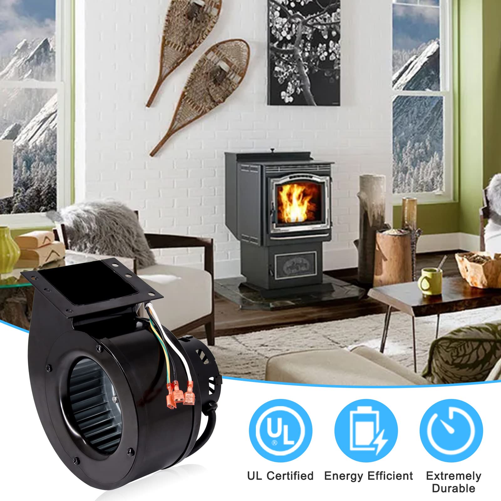 Replacement Convection Distribution Blower for Harman P68 P43 P61 P38 P61A PC45 PP38 & Advance & Accentra 52i & Absolute 63 Pellet Stoves, Harman DVC-500 DVC500 Coal Stove, 3-21-33647 3-21-22647