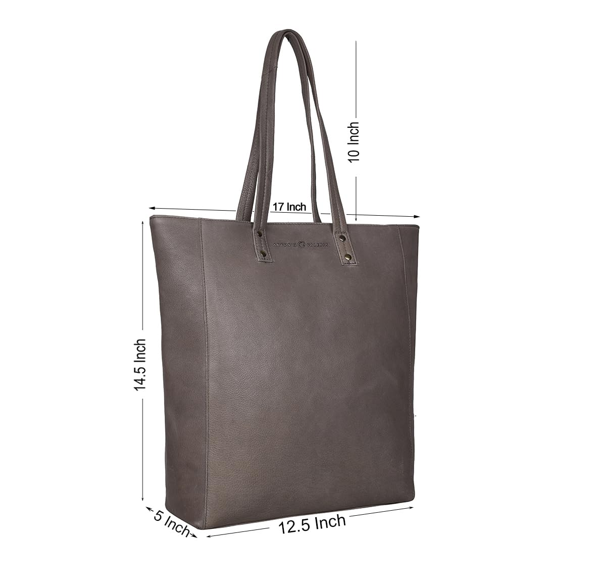 ANTONIO VALERIA Ava Vintage Wash Grey Leather Tote/Top Handle Shoulder Bag for Women