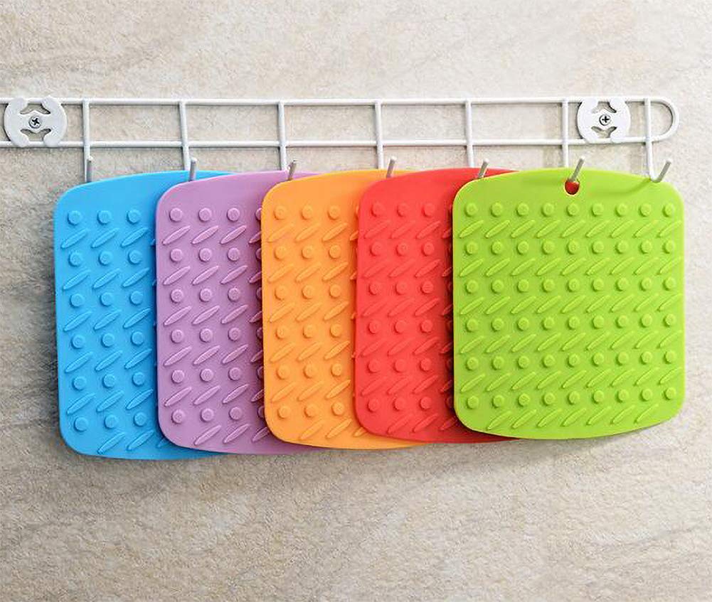 BHMBKCT Silicone Pot Holders, Trivet Mat, Hot Pad, Jar Opener, Pot Spoon Rests, Non Slip, Set of 8 (6.8 x 7 inch)…