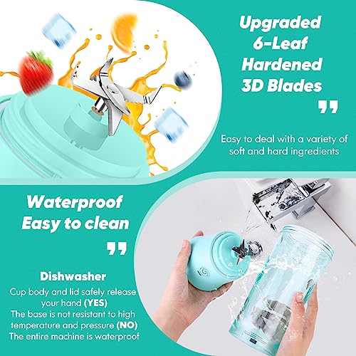 AXNCVFVR Portable Blender 20oz,with Travel Lid Corded BPA-Free,usb Rechargeable Personal Size High Speed Pulse Mode Mixing Juicer,for Shakes and Nut, Juice, Vegetables Baby Food