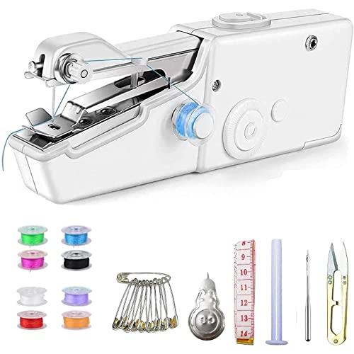 Handheld Sewing Machine Mini Sewing Machines,Portable Sewing Machine Quick Handheld Stitch Tool for Fabric,Kids Cloth,Clothing (battery not included)