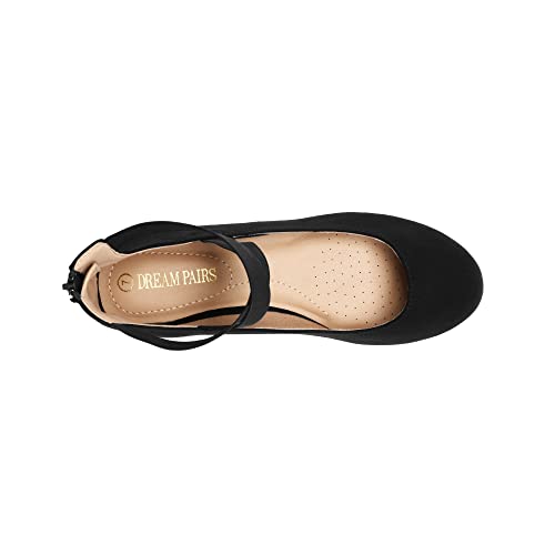 DREAM PAIRS Women's Sole_Stretchy Black Fashion Elastic Ankle Straps Flats Shoes Size 10 M US