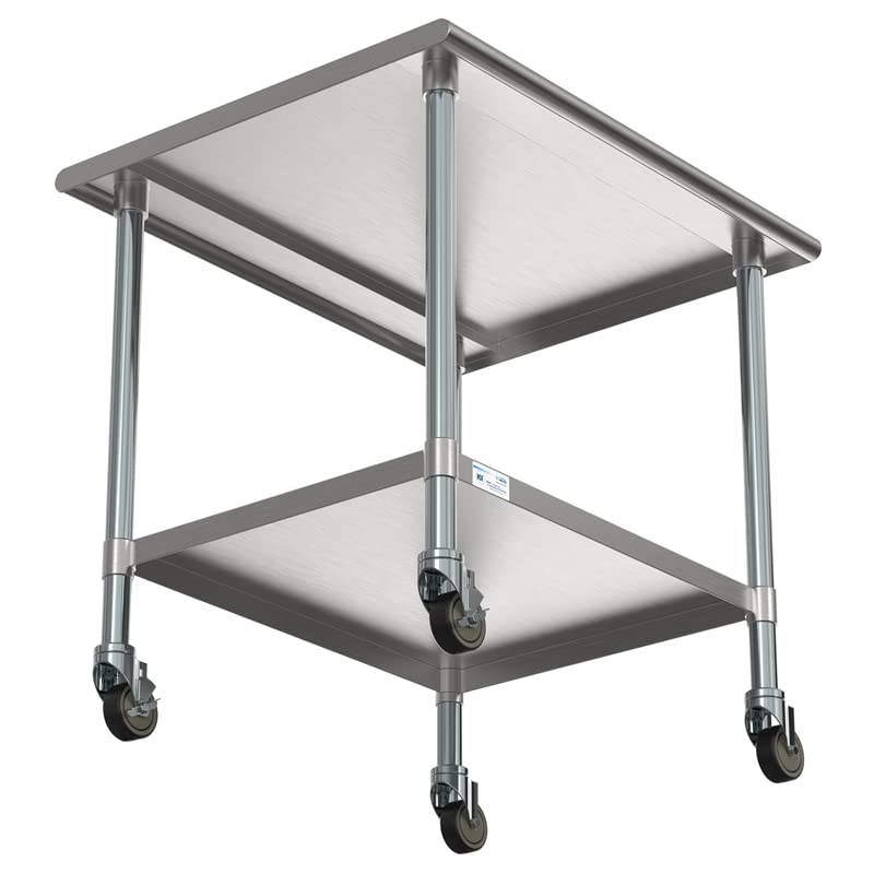 KoolMore Commercial 30β x 36β Stainless Steel Work Table with Wheels for Restaurant or Home Use, Under Storage Shelf for Food, Tools, and Hardware, Heavy Duty Metal Workspace (CT3036-18C), Silver