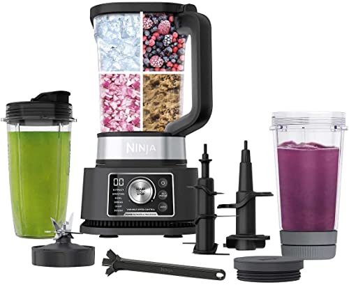 Ninja CO351B Kitchen Nutri Blender System, Silver/Black Food Processor 1400WP BL773CO (Renewed)