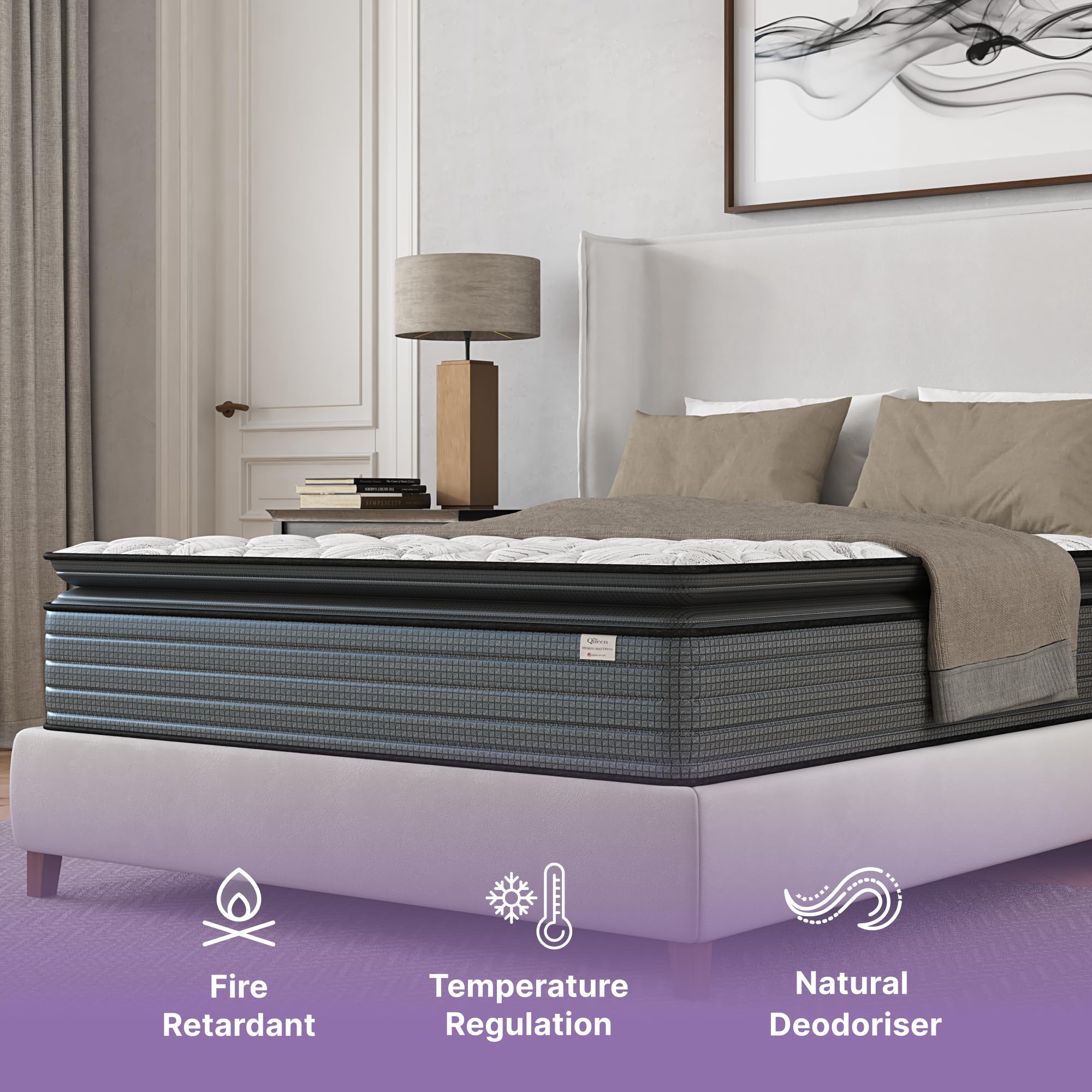 NapQueen 14'' Isabella Hybrid Pillow Top Full Mattress, Medium Firm Support, Motion Isolation, CertiPUR-US Certified, Made in USA