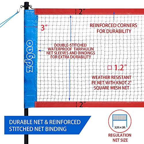 Badminton & Volleyball Combo Set - Professional Volleyball Net for Lawn, Backyard, Easy Set up Volleyball Set with Carry Bag, Boundary Line | Come with Flying Discs for Family Fun