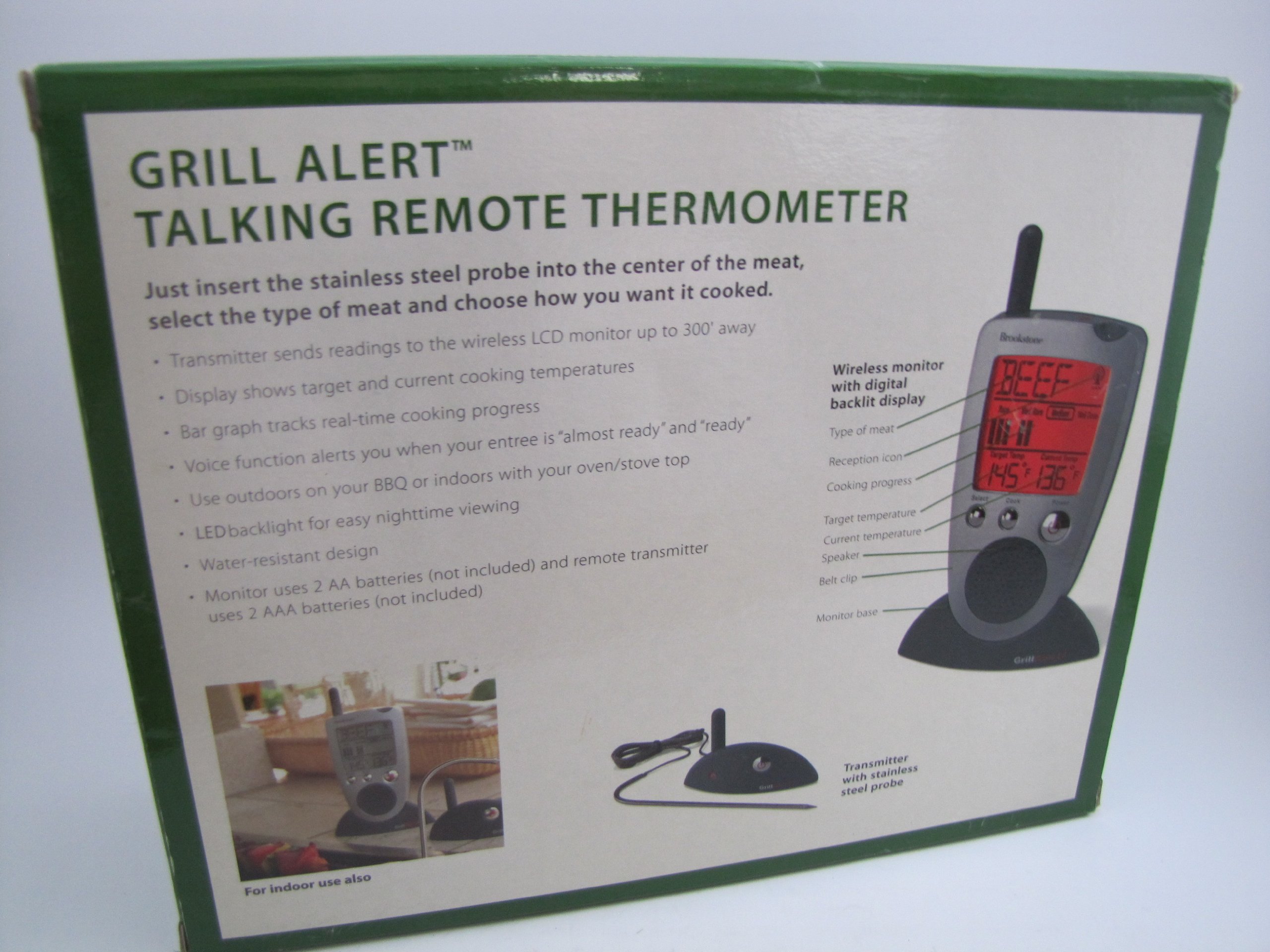 Brookstone Grill Alert Talking Remote Meat Thermometer