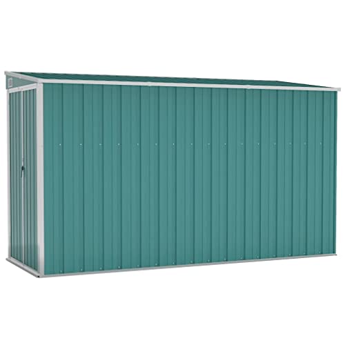 Gecheer Wall-Mounted Garden Shed Green 46.5"x113.4"x70.1", Outdoor Storage Shed with Door Galvanized Steel Shed Storage House for Backyard Garden Patio Lawn
