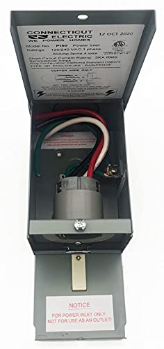 Connecticut Electric EGSPI50 50A Rainproof Generator Power Inlet Box with Cover, CS6375, SS2-50P, Receptacle, Gray